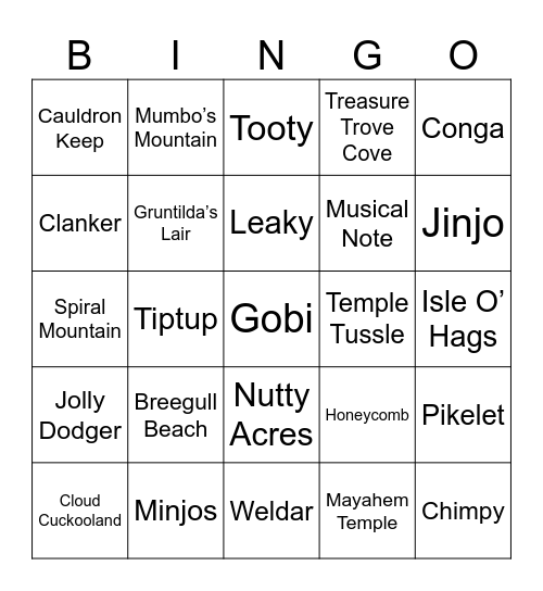 Brewer's Banjo-Kazooie Bingo [Round 1] Bingo Card
