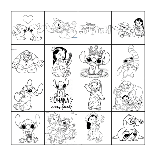 Lilo and Stitch Bingo Card