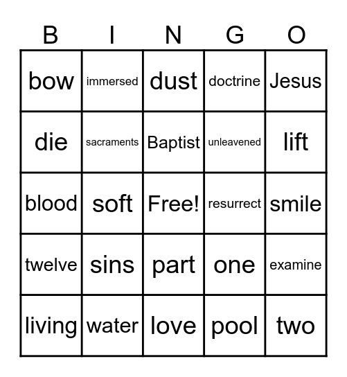 Bible Bingo Game Bingo Card