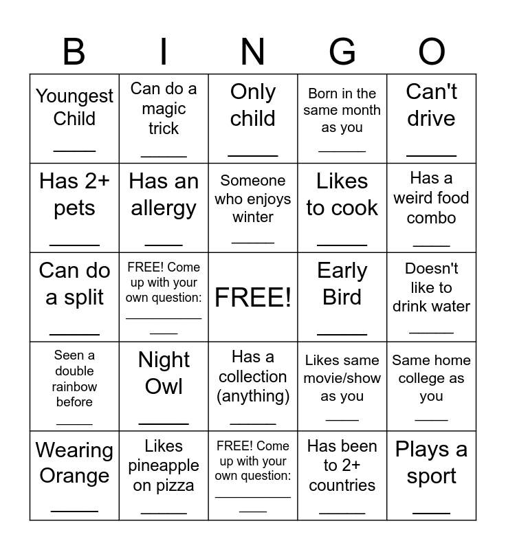 FYS 101 BINGO Card