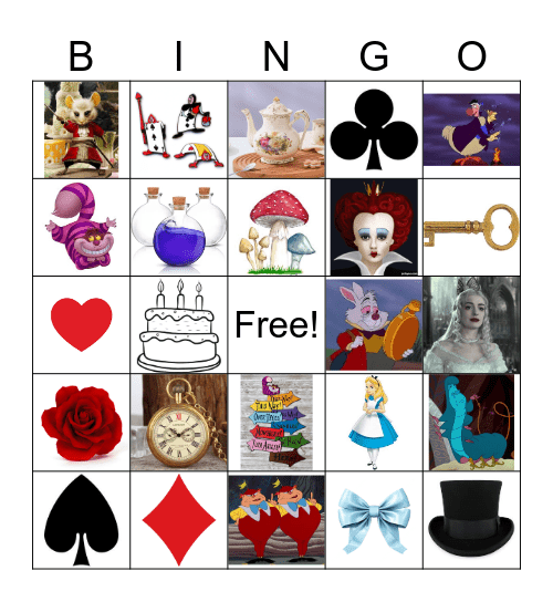 Alice In Wonderland Bingo Card