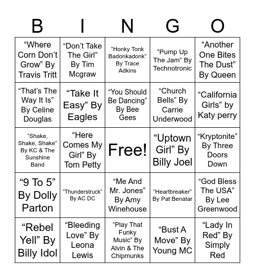 #4 Musical Bingo Card