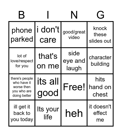 Mr.Jones BINGO Card