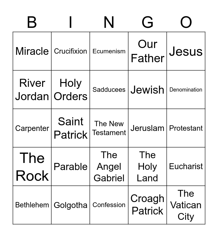 Christianity Bingo Card