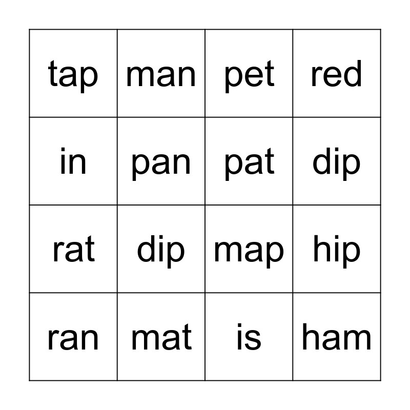 Tricky Words Bingo Card