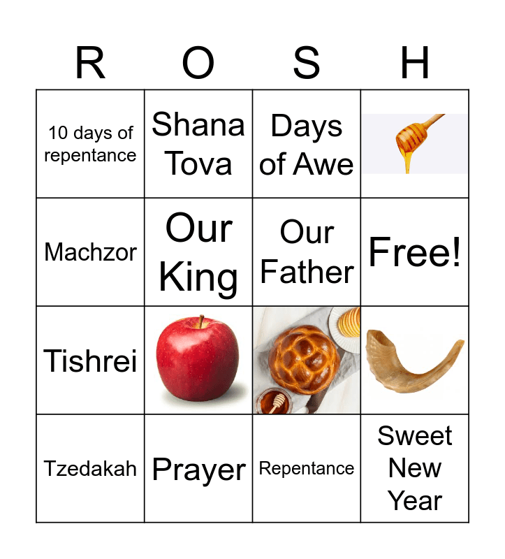 Rosh Hashanah Bingo Card