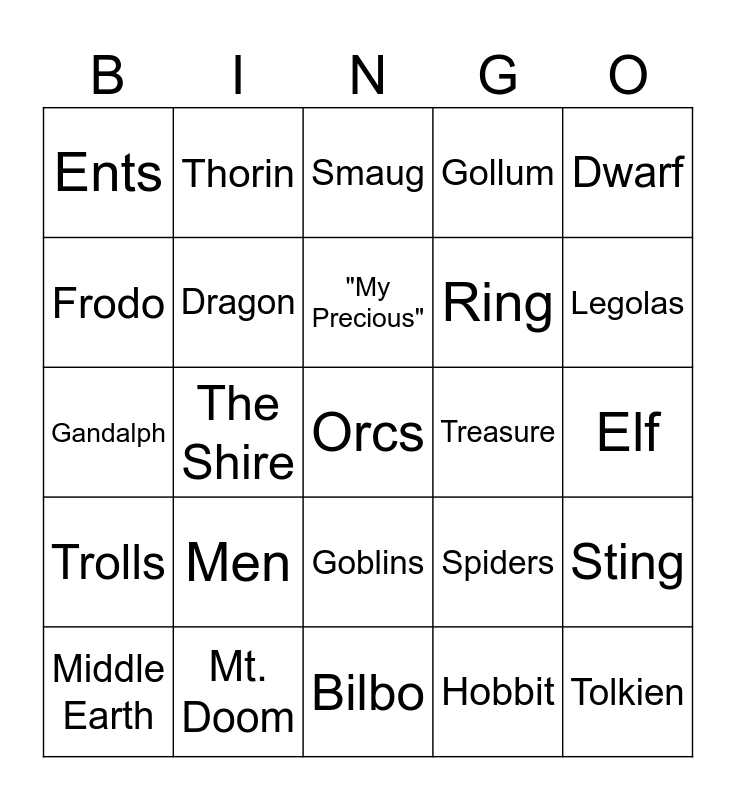 Happy Birthday Hobbits! -3rd version Bingo Card