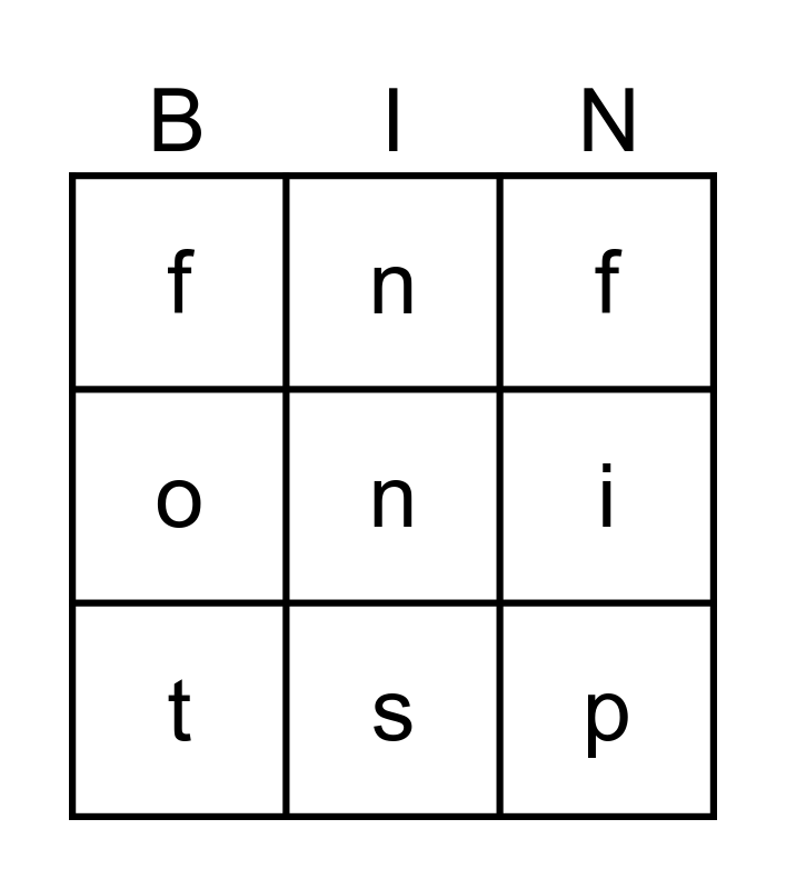UFLI a-o Bingo Card