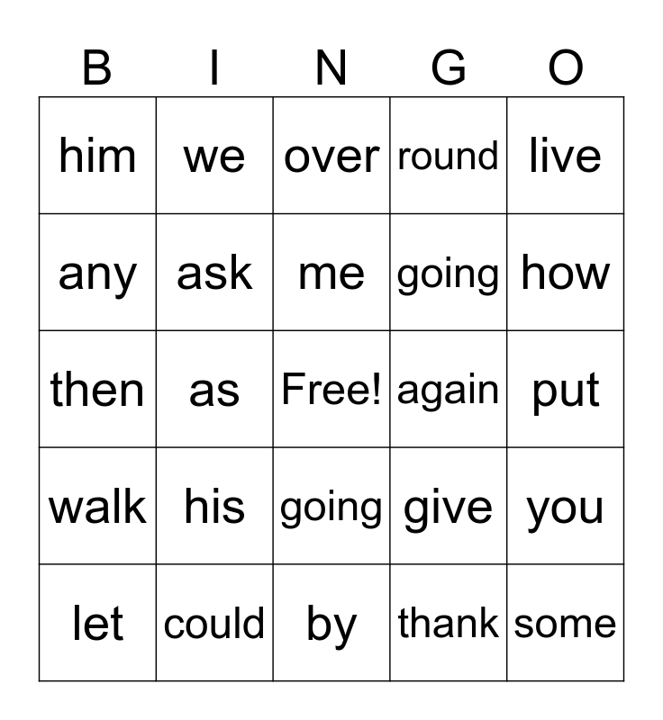 Dulce Bingo Card