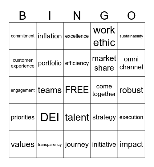 Town Hall Bingo Card