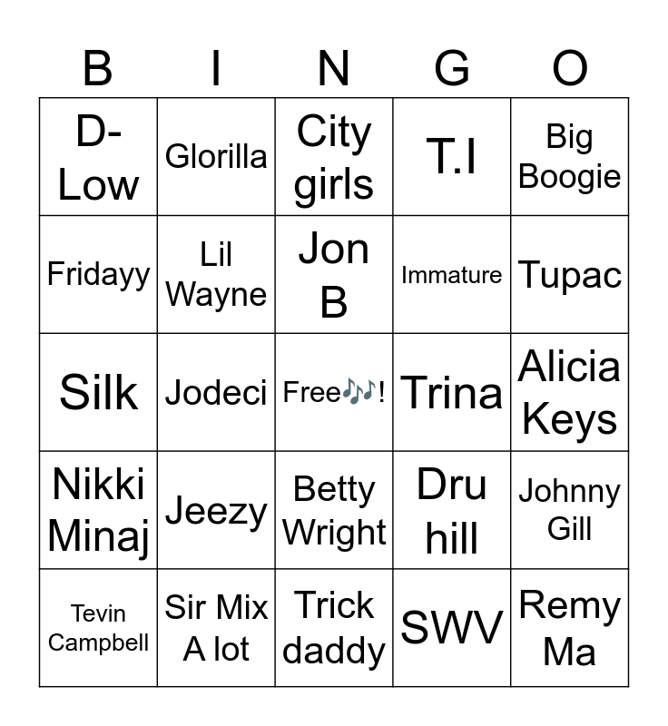 Trap Bingo Card