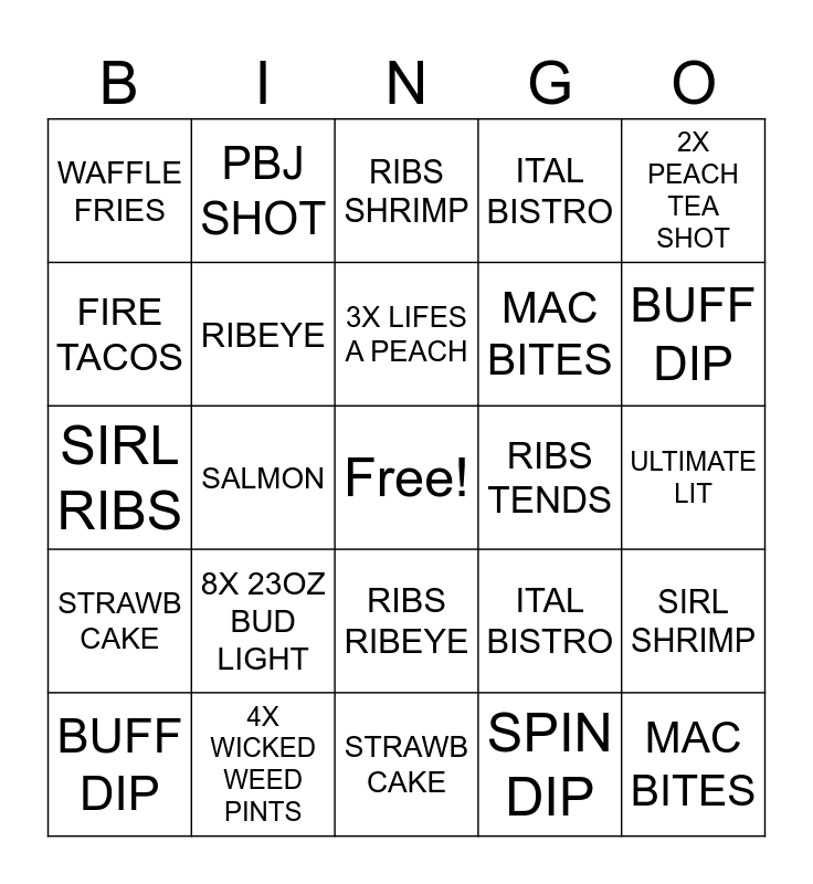 SUNDAY Bingo Card