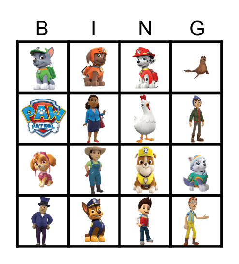Paw Patrol Bingo Card