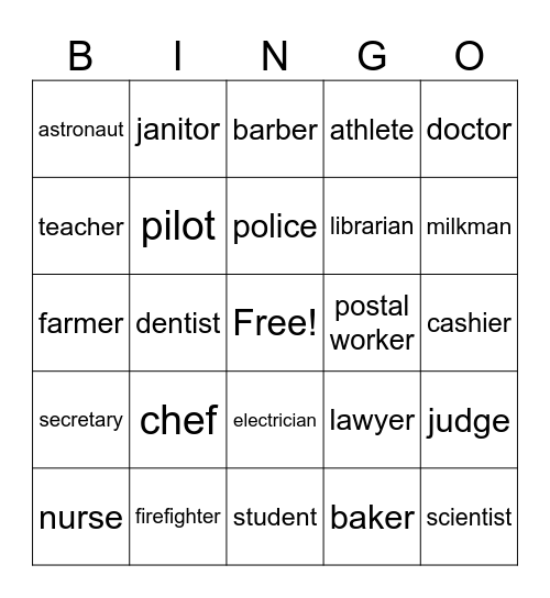 Community Helpers! Bingo Card