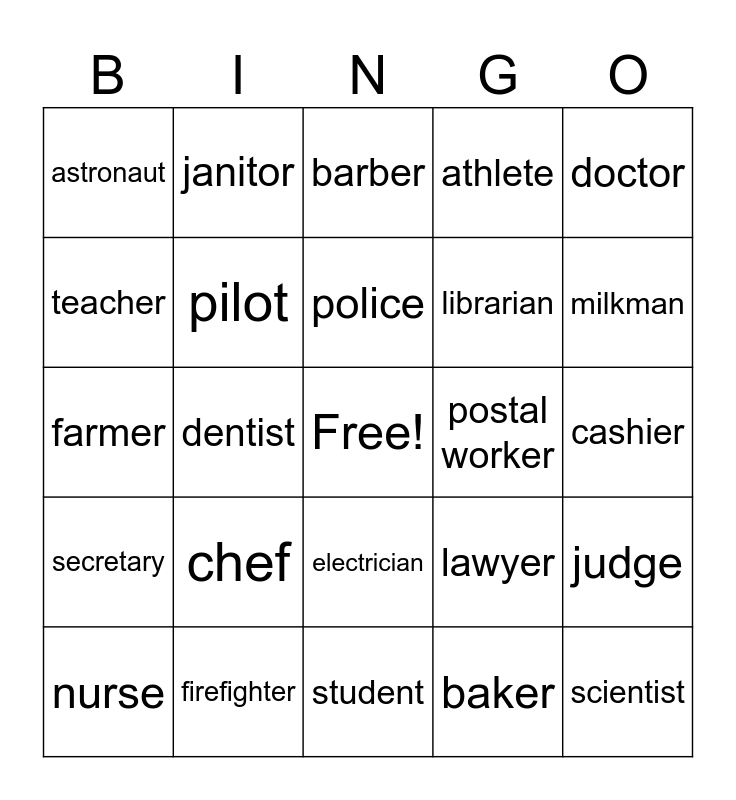 Community Helpers! Bingo Card