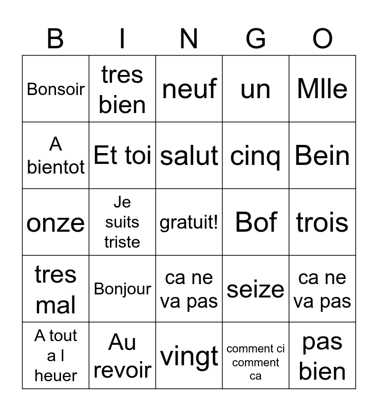 Diamond Thomas Bingo Card