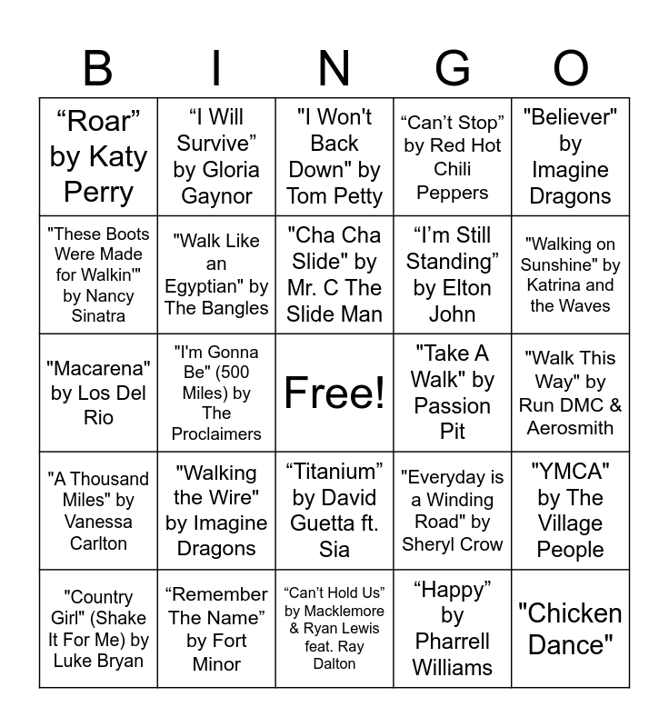 Relay For Life Sing-Go Bingo! Bingo Card