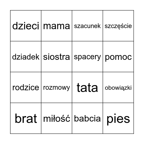Codzienność Bingo Card