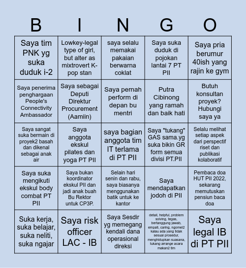 Find Someone Who.... Bingo Card