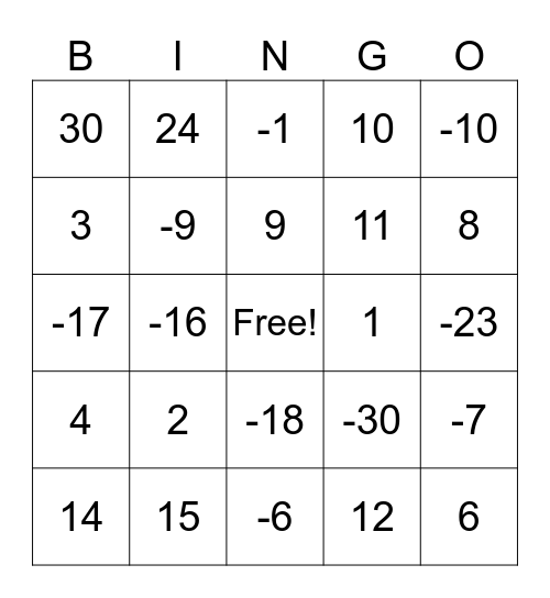 Unit 1 Section 2 Bingo Card