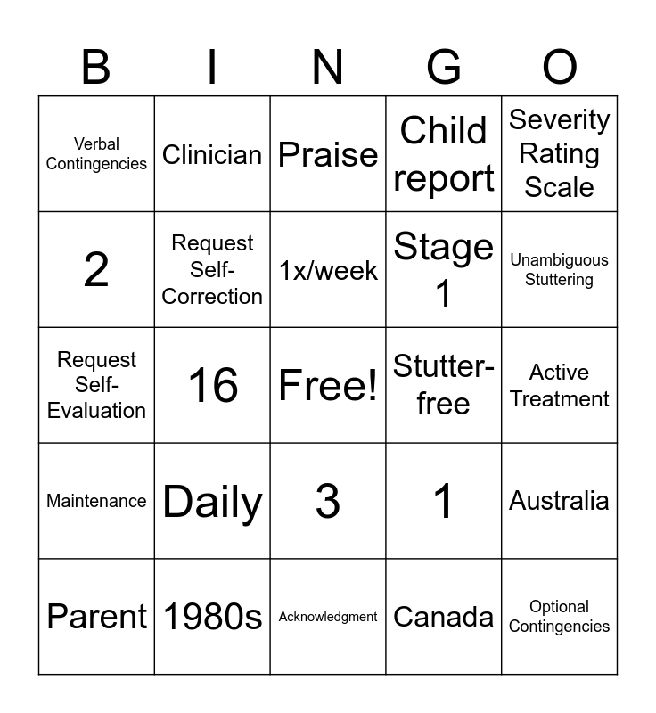 Lidcombe Program Bingo Card