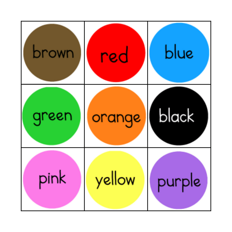Colour Bingo Card