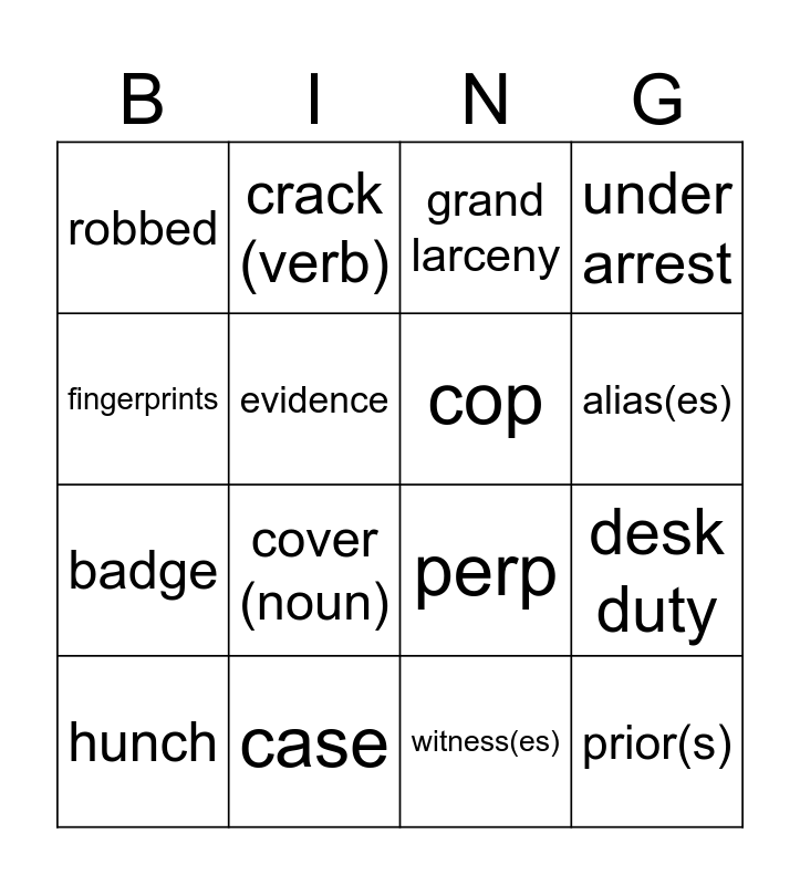 INT B99 S05E03 Bingo Card