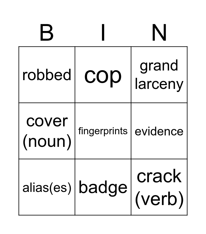 INT B99 S05E03 Bingo Card