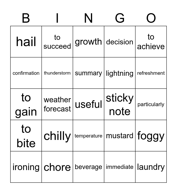 Bloggers 4, Unit 0 Vocab Bingo Card