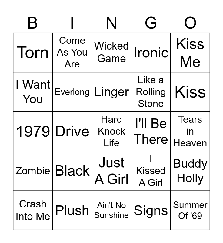 Unplugged Bingo Card