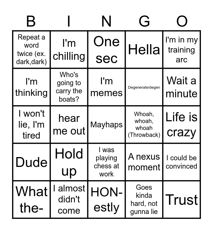 Daniel Bingo Card