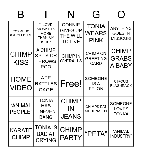 CHIMP CRAZY Bingo Card