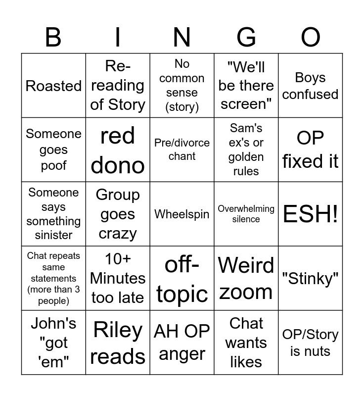 Ok Storytime Bingo Card