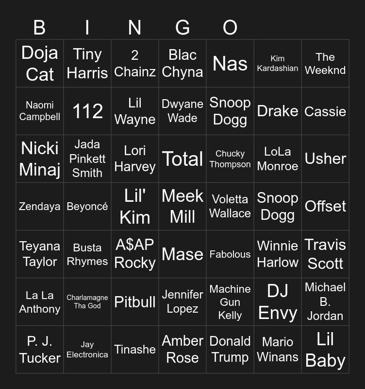 Diddy Bingo Card