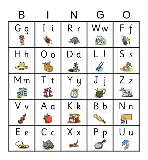 Phonics Bingo Card