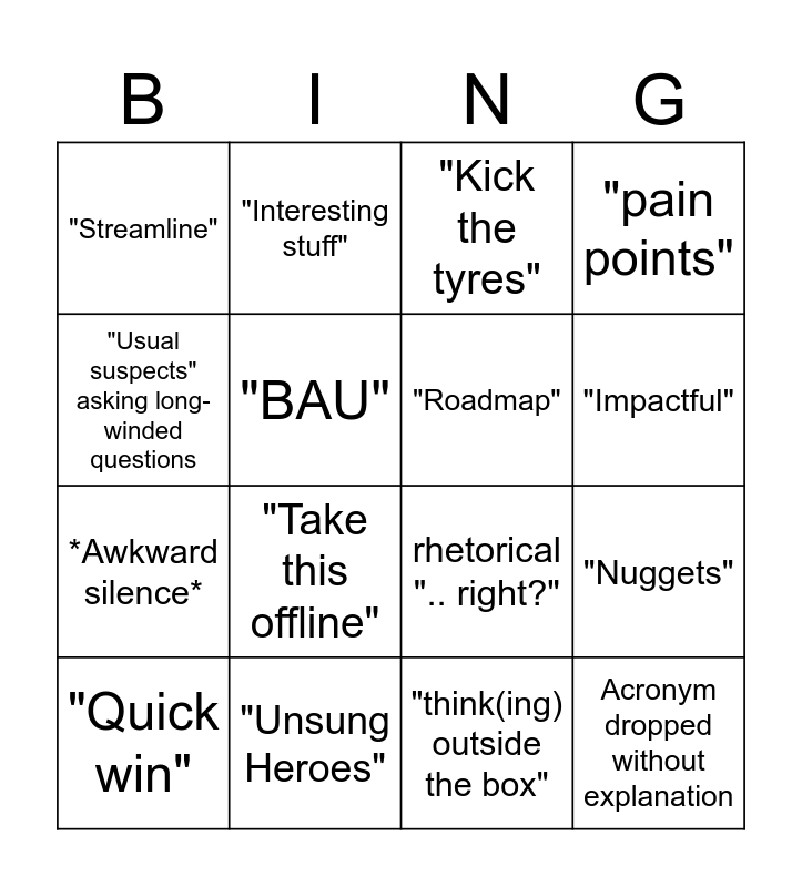 IT meeting bingo Card