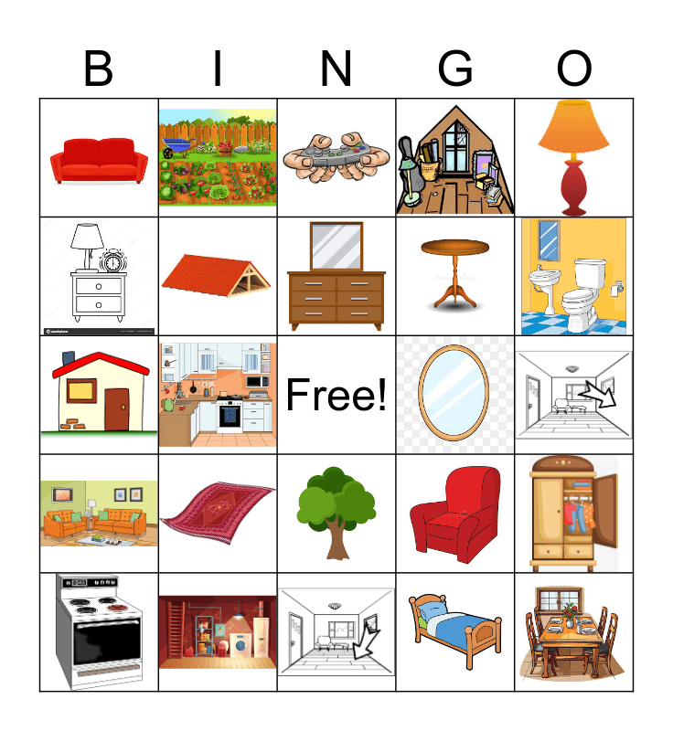 La casa y los muebles Bingo Card