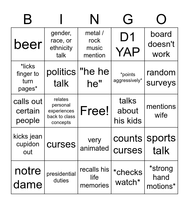 DAN BINGO 2 Bingo Card