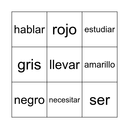 Columna 1 Bingo Card