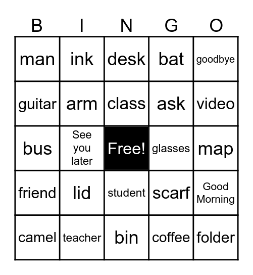 UNIT ONE BINGO Card