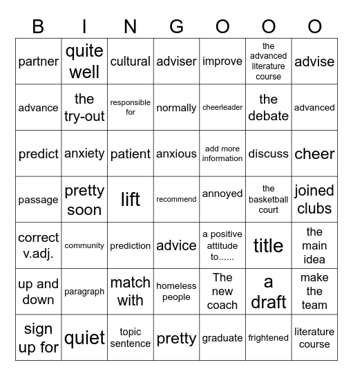 Unit 1 必会题2 name: ------------- Bingo Card