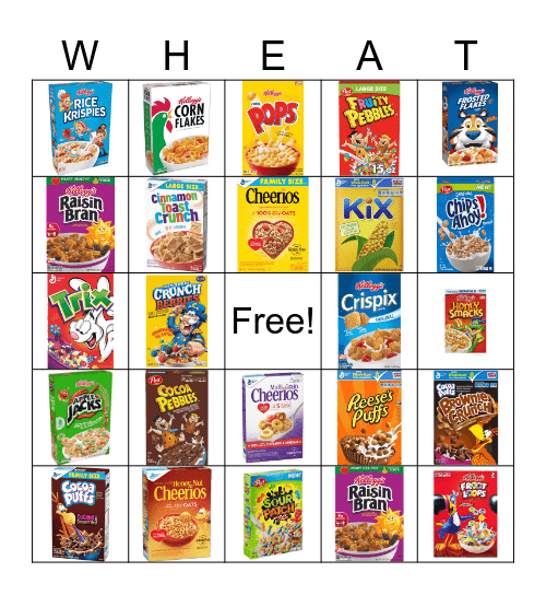 Cereal Bingo Card