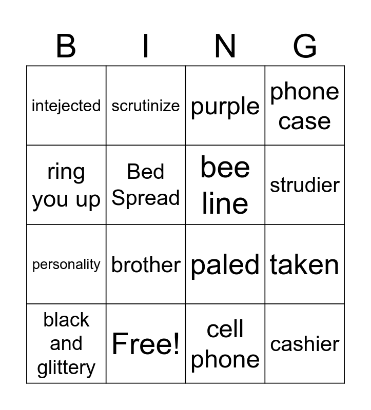 The Missing Cell Phone Bingo Card