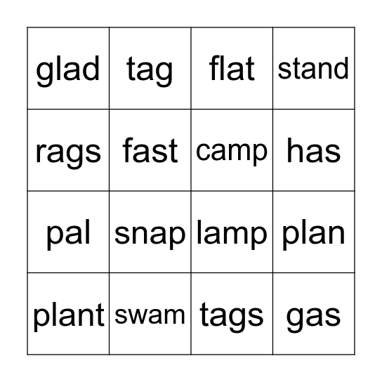 SPIRE Level 1 Lesson 1- 1e Bingo Card