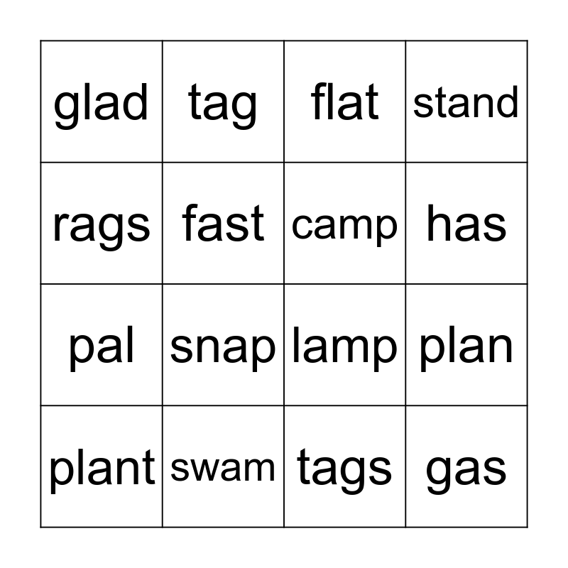 SPIRE Level 1 Lesson 1- 1e Bingo Card