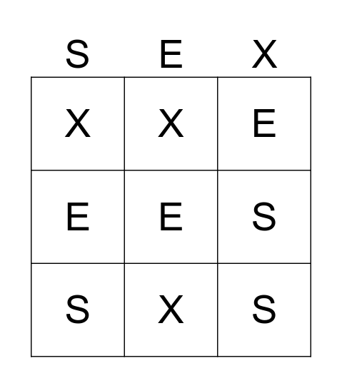 Sex Bingo Card