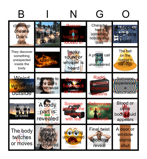 The Autopsy of Jane Doe Bingo Card