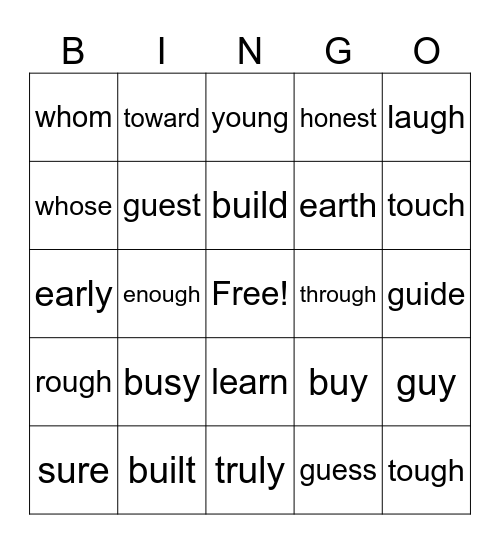 Heart Word Bingo #3 Bingo Card