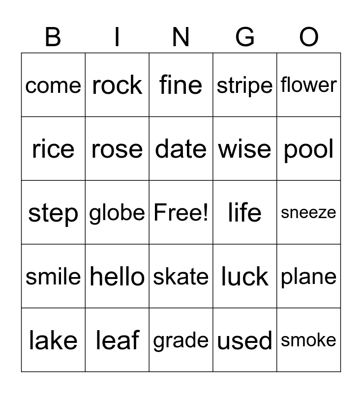 U1W3 3rd grade Bingo Card