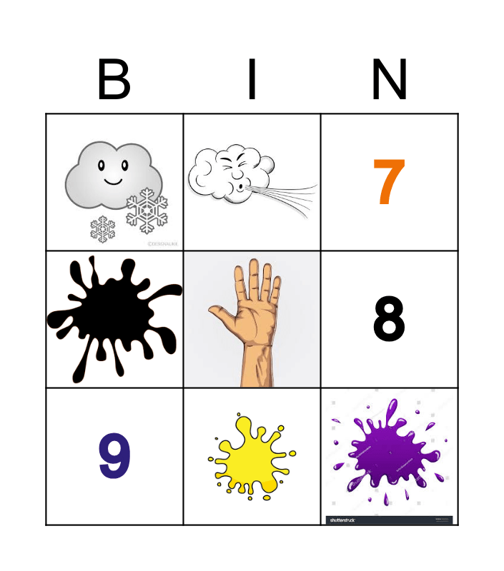 weather, numbers, opposites Bingo Card